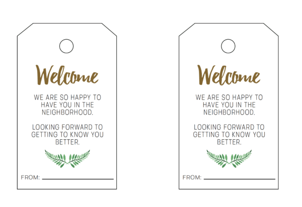 New Neighbor Gift Tag Printable - Welcome To The Neighborhood Download
