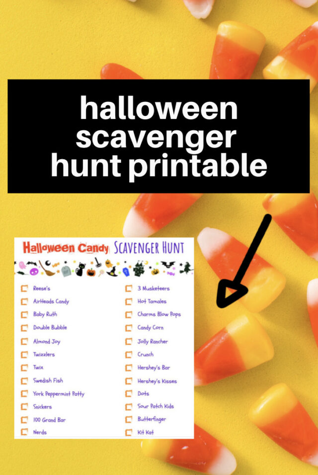 Halloween Scavenger Hunt Free Printable - Halloween Candy List