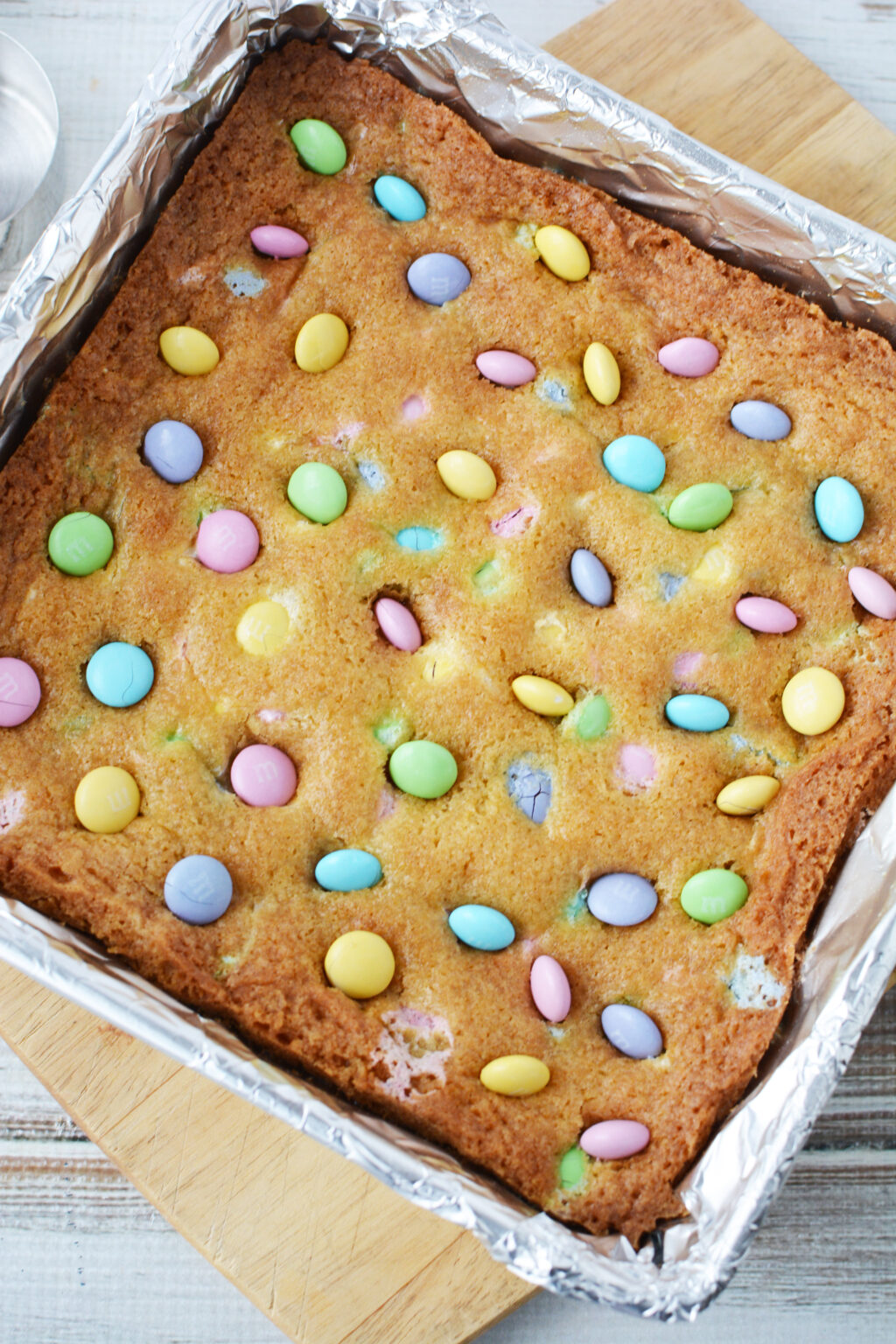 Colorful M&M Easter Cookie Bars - Holiday Dessert For Kids