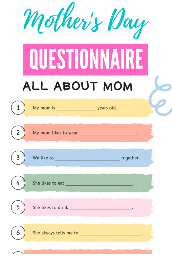 All About Mom Printable - Mother's Day Questionnaire For Kids