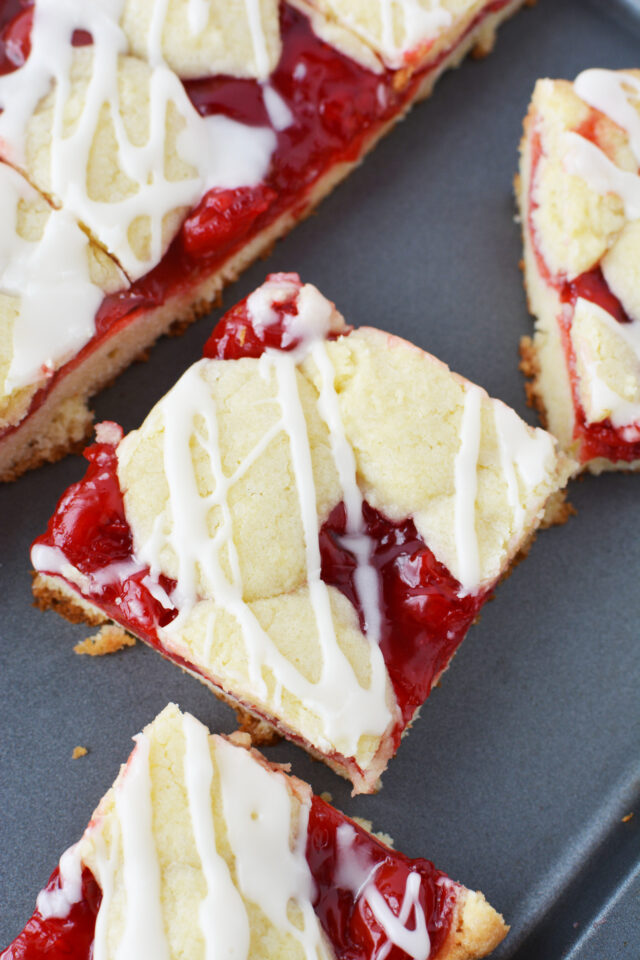 Cherry Bars Recipe With Vanilla Glaze Topping