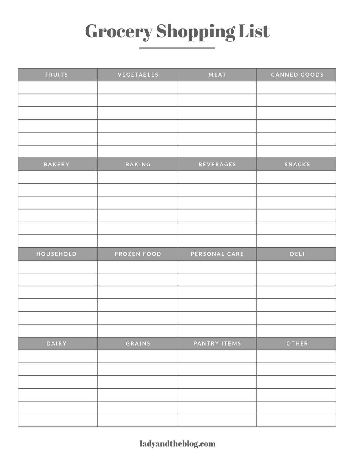 Printable Blank Grocery List Printable Blank Grocery List