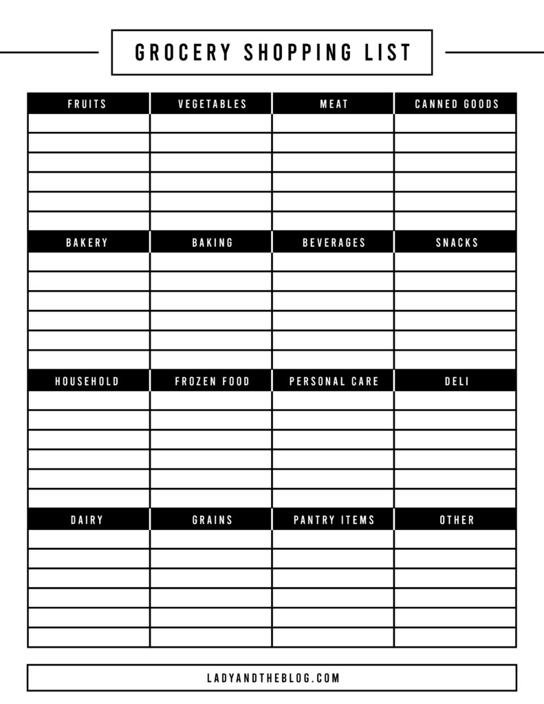Free Printable Blank Grocery List Free Printable Blank Grocery List
