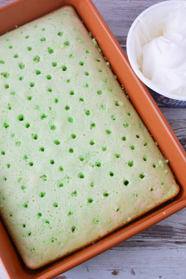 St. Patrick's Day Jello Poke Cake - Lime Flavored