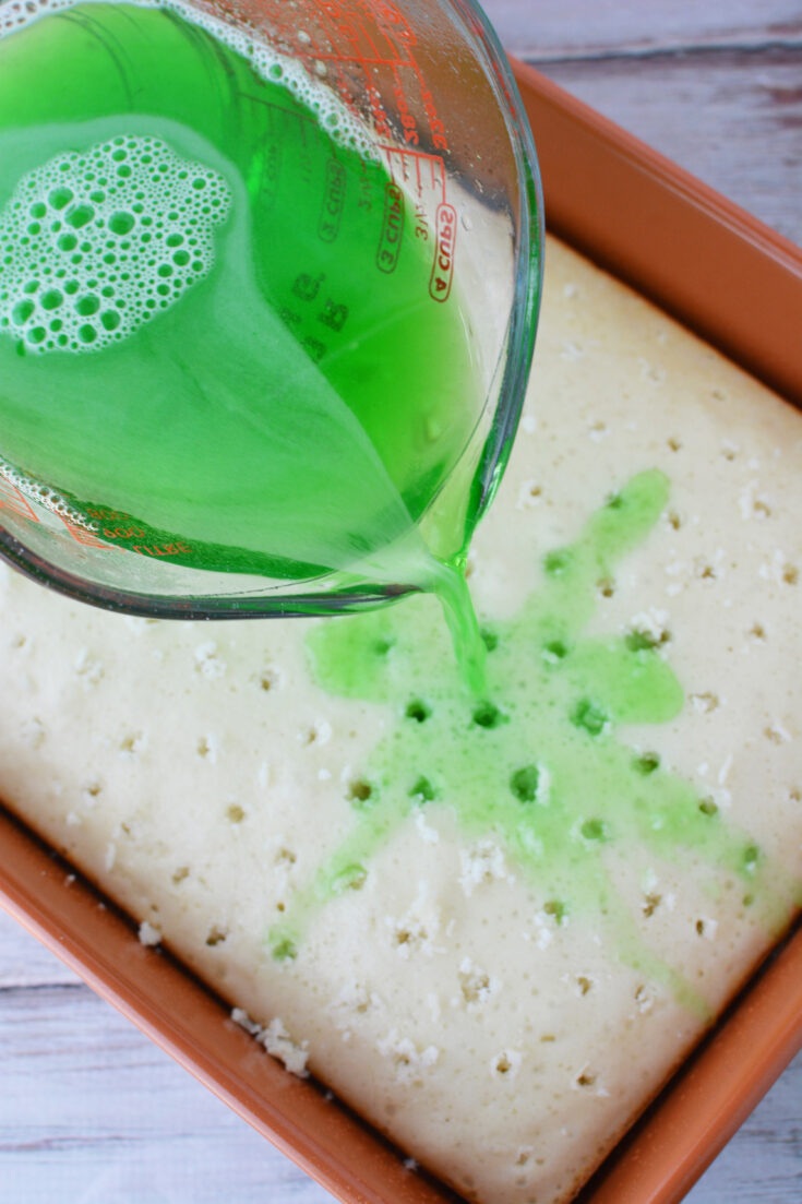 St. Patrick's Day Jello Poke Cake - Lime Flavored